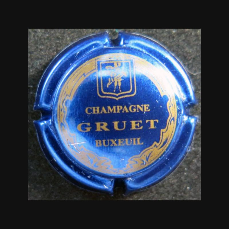 Capsule Muselet de champagne Gruet n° 4 bleu vif métallisé et or