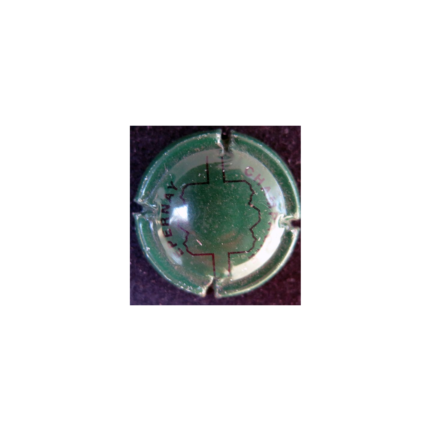 Capsule Muselet de bouteille de champagne Epernay n° 11 vert et noir
