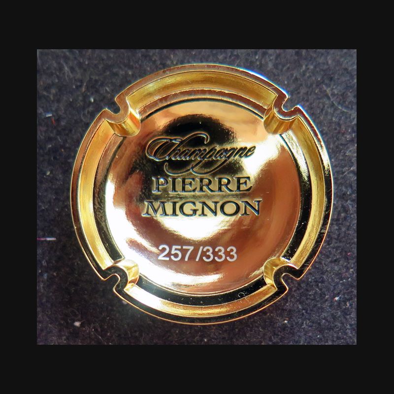 Capsule Muselet de champagne MIGNON Pierre Plaqué or Noir n° 257/333