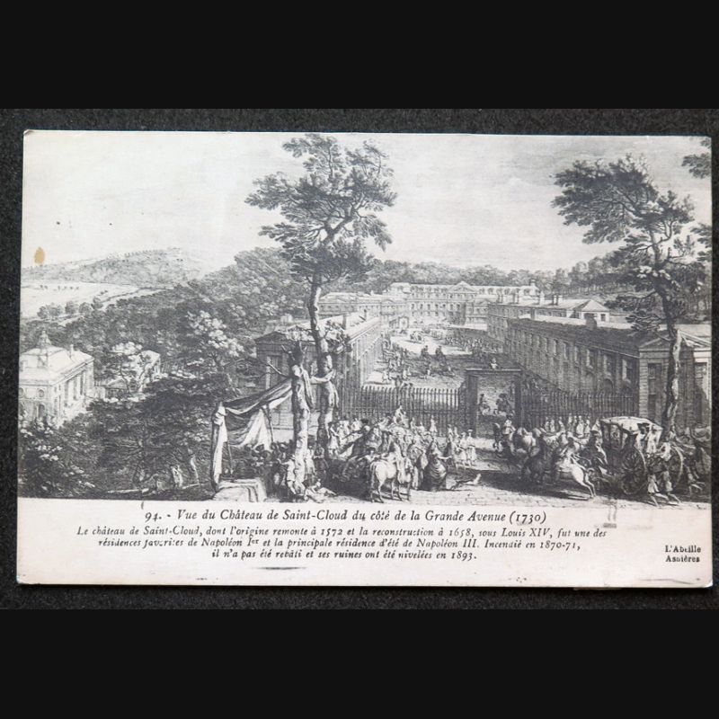 Carte postale n° 94 Vue du château de Saint Cloud 1916 timbrée