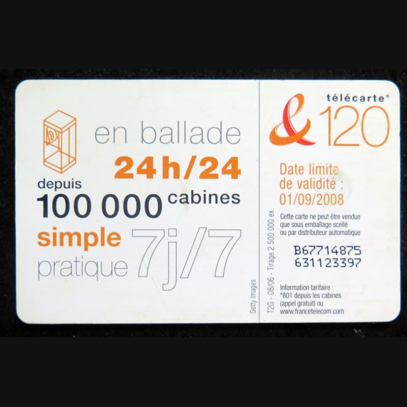 Carte téléphonique télécarte 120 France télécom