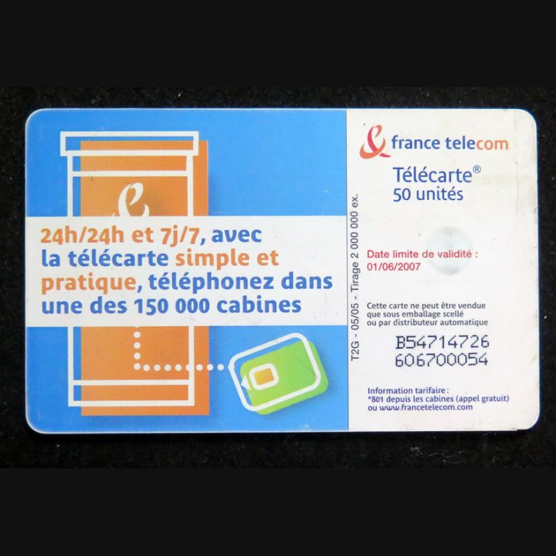 Carte téléphonique télécarte 50 France télécom