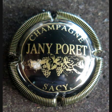 Capsule Muselet de bouteille de champagne PORET Jany n° 1 Noir et or