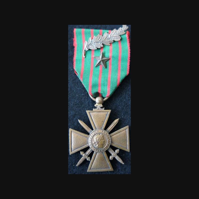 Croix de guerre 1914-1918 en bronze avec ruban 1 palme et 1 étoile