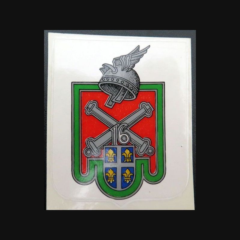 16° RA : Autocollant du 16° régiment d'artillerie 7 x 9 cm
