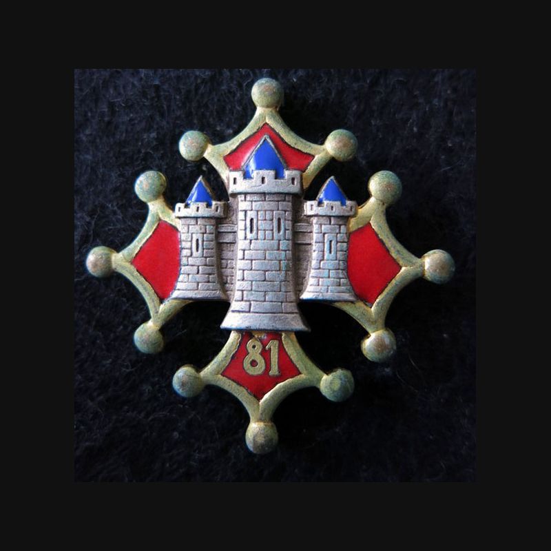 81° régiment d'infanterie RI Drago H. 111 émail tour croix Languedoc